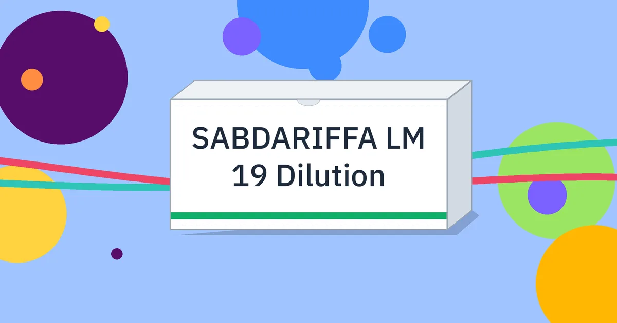 Symbolbild: Packung mit der Aufschrift SABDARIFFA LM 19 Dilution (PZN 13175505) – Verfügbarkeit und Bezug in Apotheken in Frankfurt am Main