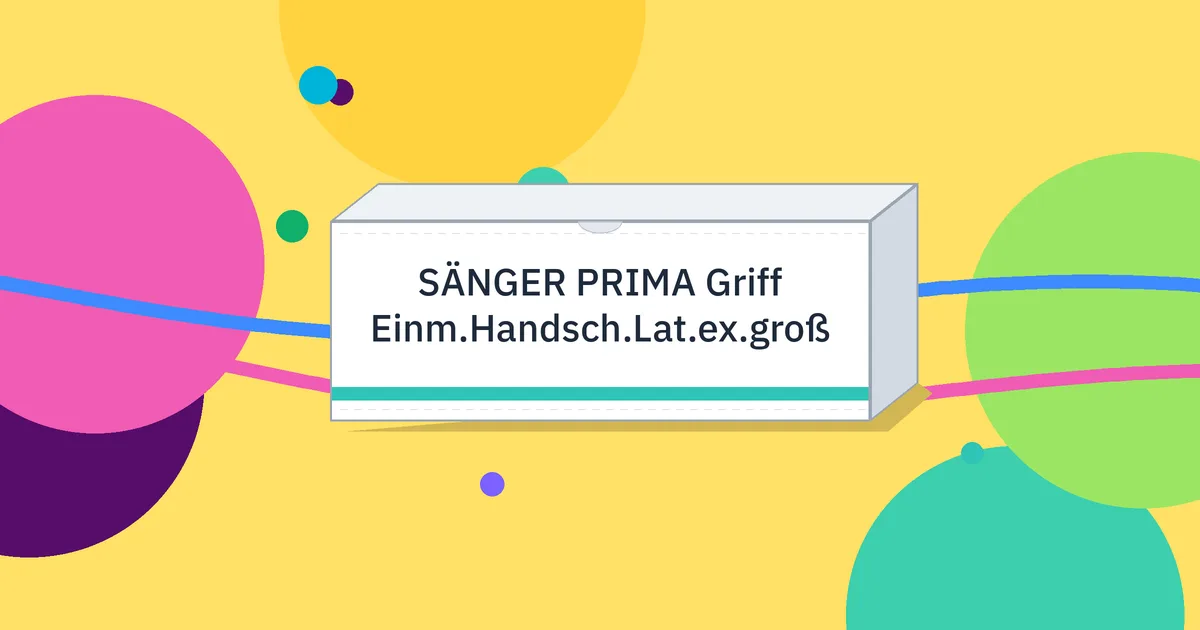 Symbolbild: Packung mit der Aufschrift SÄNGER PRIMA Griff Einm.Handsch.Lat.ex.groß (PZN 00289489) – Verfügbarkeit und Bezug in Apotheken in Frankfurt am Main