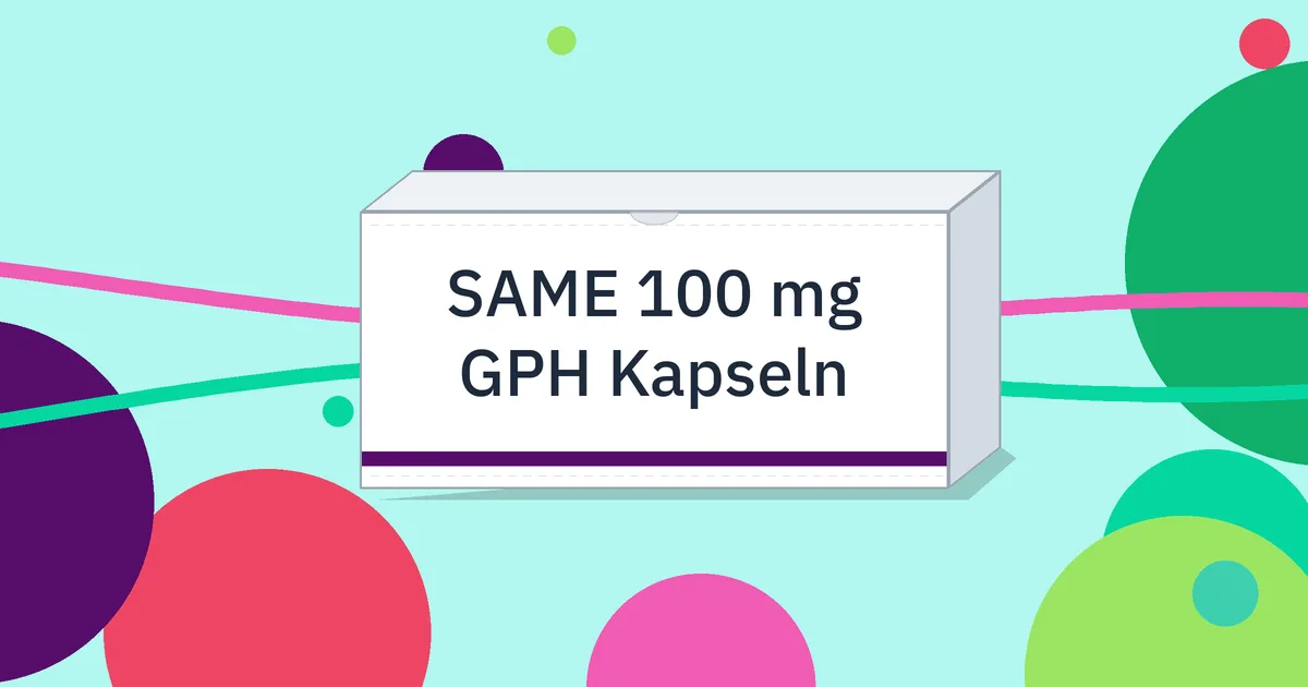 Symbolbild: Packung mit der Aufschrift SAME 100 mg GPH Kapseln (PZN 06998577) – Verfügbarkeit und Bezug in Apotheken in Frankfurt am Main