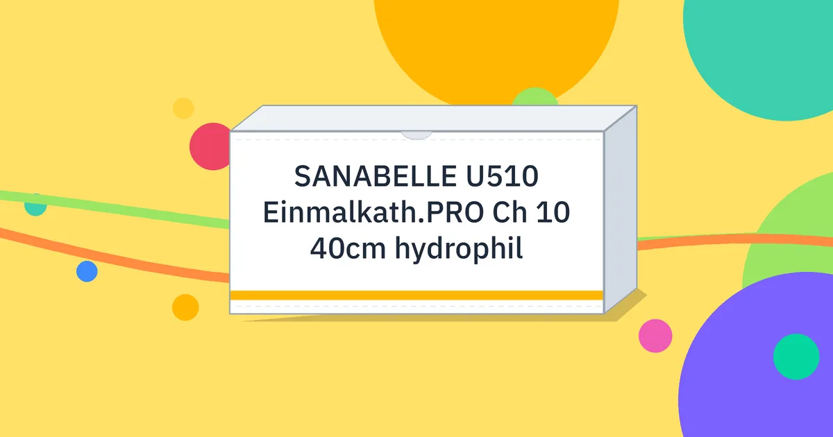 Symbolbild: Packung mit der Aufschrift SANABELLE U510 Einmalkath.PRO Ch 10 40cm hydrophil (PZN 13723591) – Verfügbarkeit und Bezug in Apotheken in Frankfurt am Main