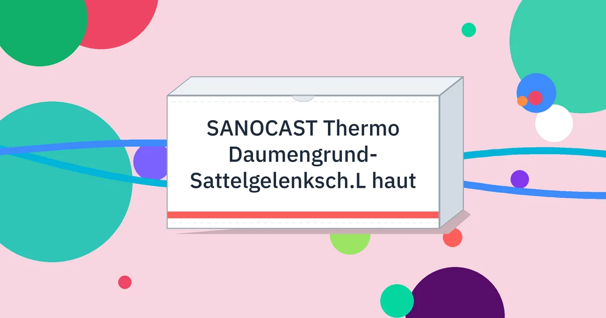 Symbolbild: Packung mit der Aufschrift SANOCAST Thermo Daumengrund-Sattelgelenksch.L haut (PZN 15259867) – Verfügbarkeit und Bezug in Apotheken in Frankfurt am Main