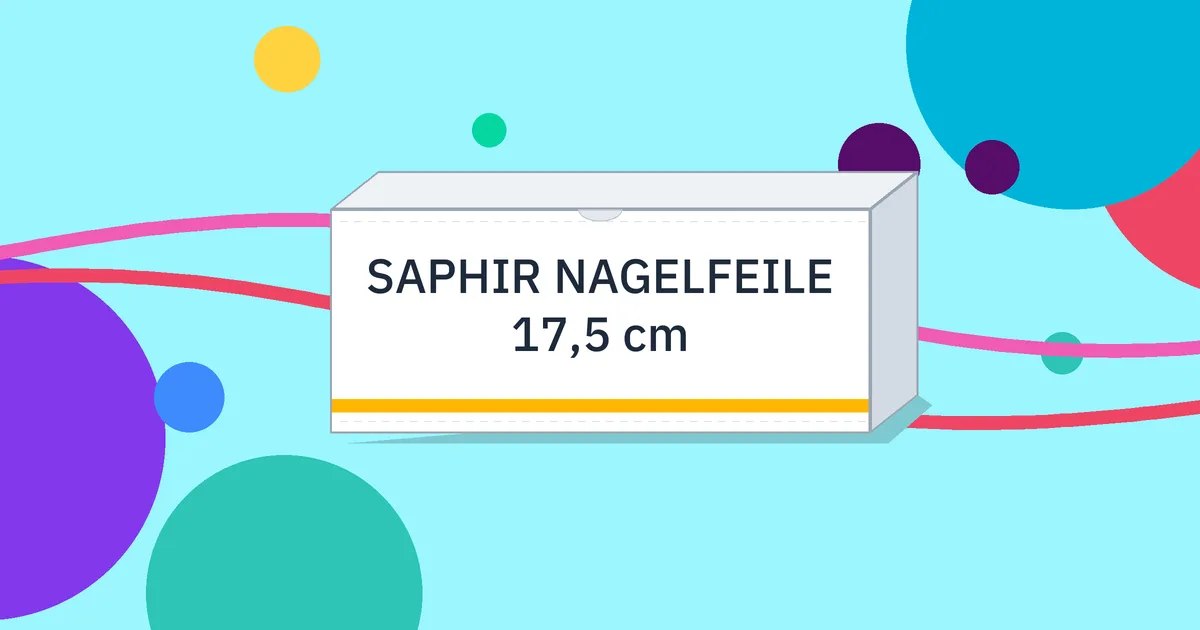 Symbolbild: Packung mit der Aufschrift SAPHIR NAGELFEILE 17,5 cm (PZN 15632148) – Verfügbarkeit und Bezug in Apotheken in Frankfurt am Main