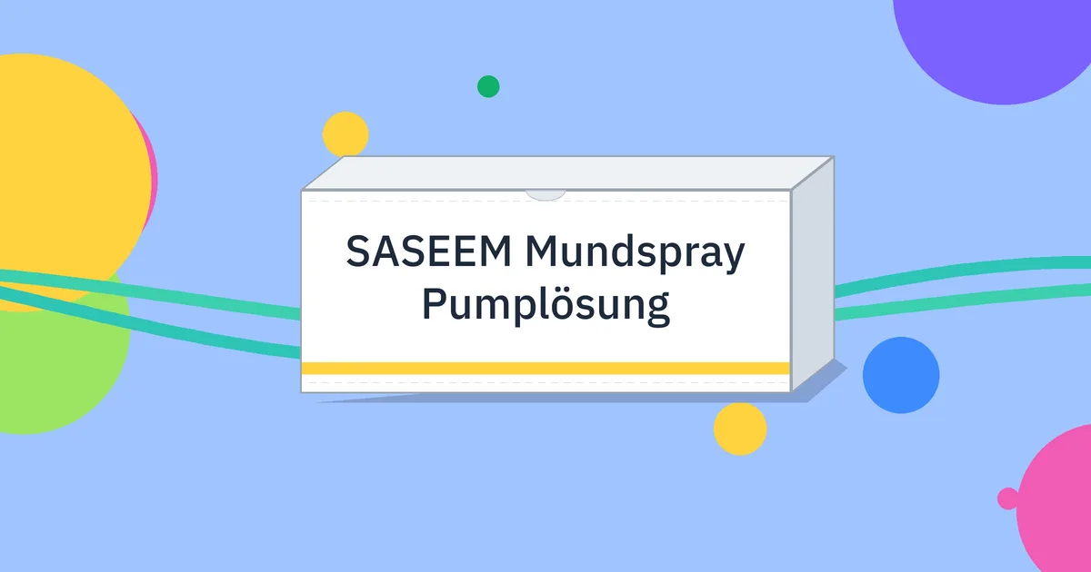 Symbolbild: Packung mit der Aufschrift SASEEM Mundspray Pumplösung (PZN 00325417) – Verfügbarkeit und Bezug in Apotheken in Frankfurt am Main