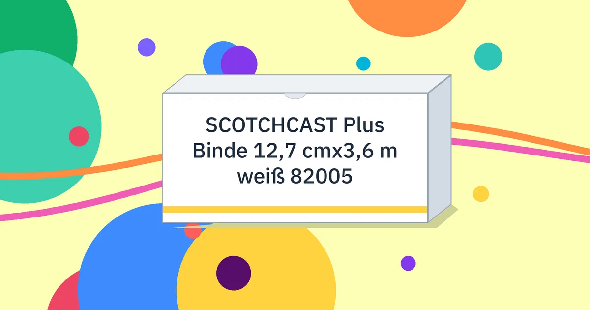 Symbolbild: Packung mit der Aufschrift SCOTCHCAST Plus Binde 12,7 cmx3,6 m weiß 82005 (PZN 07453041) – Verfügbarkeit und Bezug in Apotheken in Frankfurt am Main
