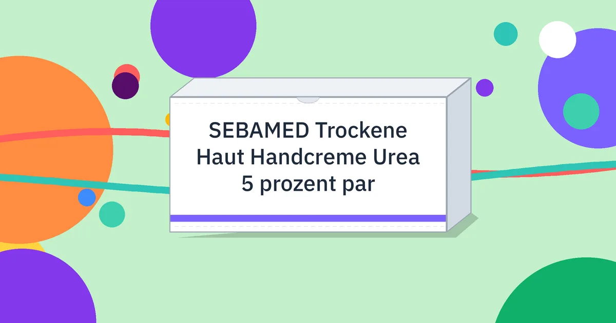 Symbolbild: Packung mit der Aufschrift SEBAMED Trockene Haut Handcreme Urea 5 prozent par (PZN 09726744) – Verfügbarkeit und Bezug in Apotheken in Frankfurt am Main