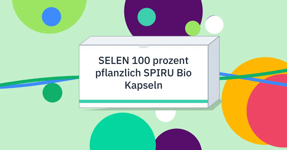 Symbolbild: Packung mit der Aufschrift SELEN 100 prozent pflanzlich SPIRU Bio Kapseln (PZN 13427390) – Verfügbarkeit und Bezug in Apotheken in Frankfurt am Main