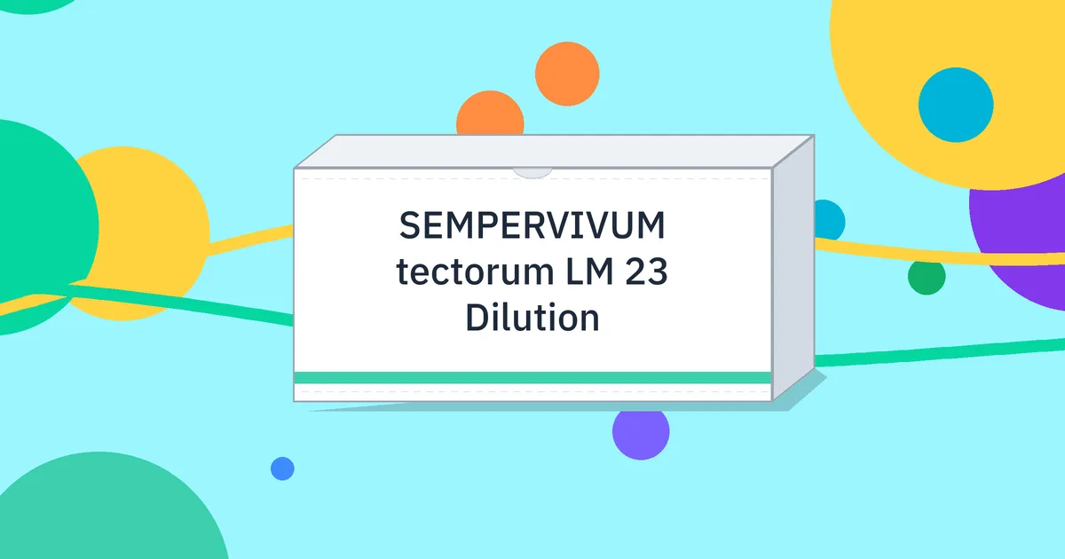 Symbolbild: Packung mit der Aufschrift SEMPERVIVUM tectorum LM 23 Dilution (PZN 13186348) – Verfügbarkeit und Bezug in Apotheken in Frankfurt am Main