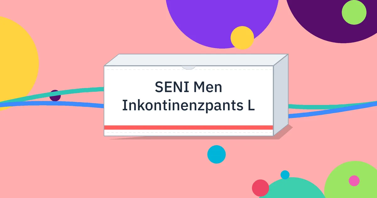 Symbolbild: Packung mit der Aufschrift SENI Men Inkontinenzpants L (PZN 19527520) – Verfügbarkeit und Bezug in Apotheken in Frankfurt am Main