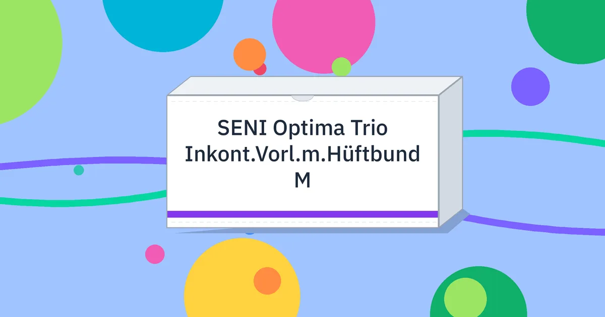 Symbolbild: Packung mit der Aufschrift SENI Optima Trio Inkont.Vorl.m.Hüftbund M (PZN 18012676) – Verfügbarkeit und Bezug in Apotheken in Frankfurt am Main