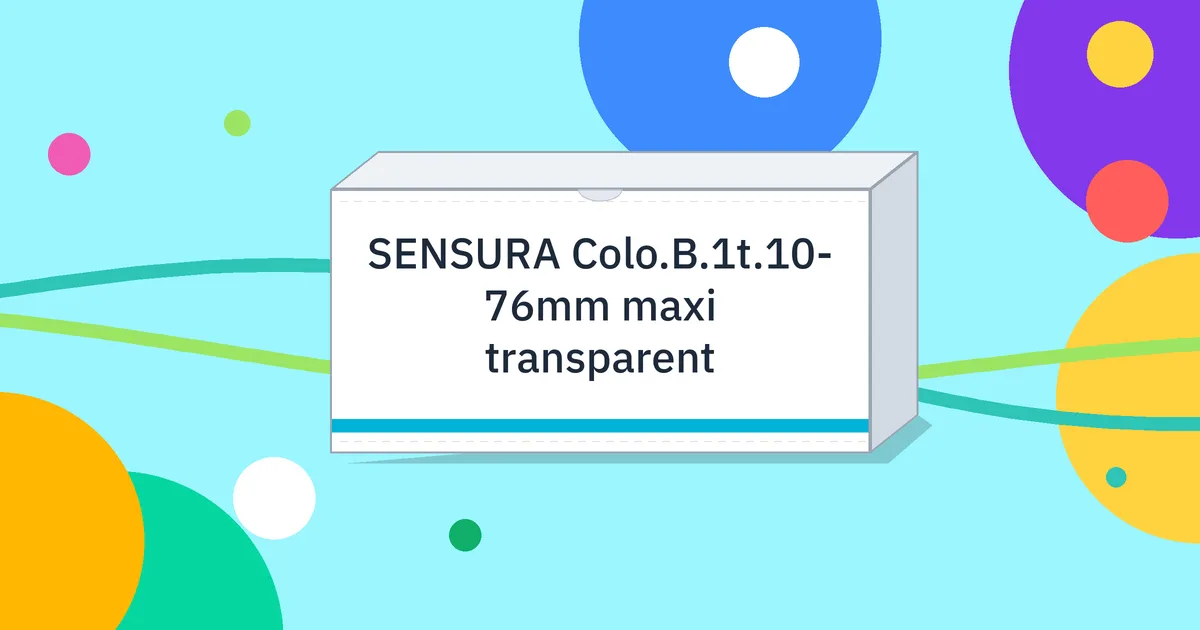Symbolbild: Packung mit der Aufschrift SENSURA Colo.B.1t.10-76mm maxi transparent (PZN 03009786) – Verfügbarkeit und Bezug in Apotheken in Frankfurt am Main