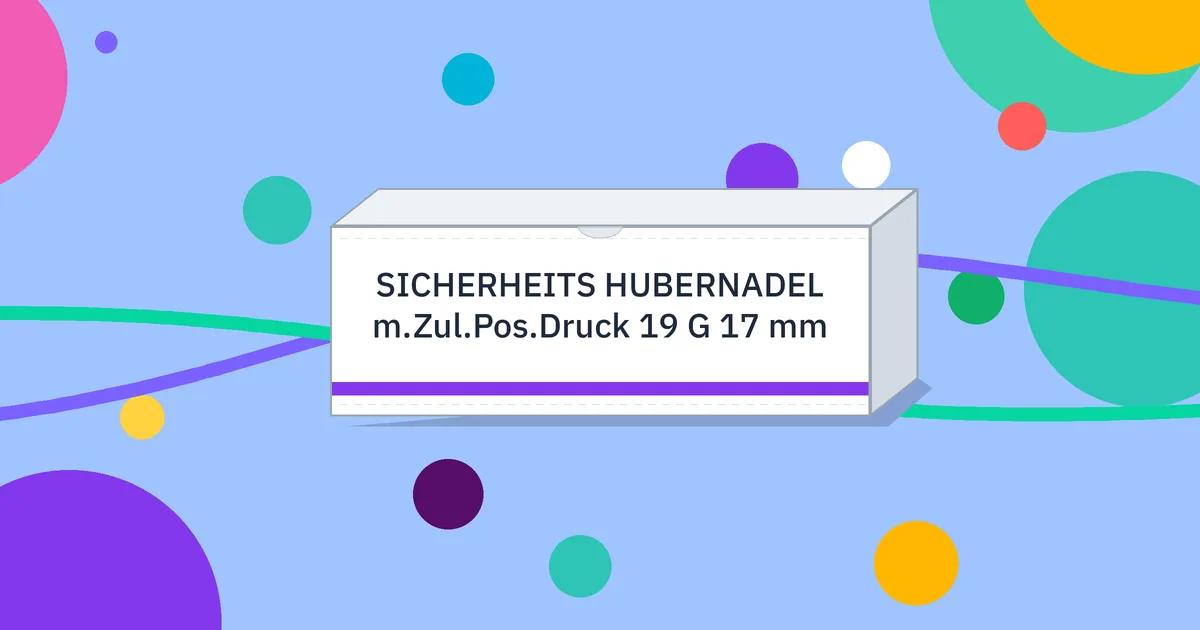 Symbolbild: Packung mit der Aufschrift SICHERHEITS HUBERNADEL m.Zul.Pos.Druck 19 G 17 mm (PZN 14322428) – Verfügbarkeit und Bezug in Apotheken in Frankfurt am Main