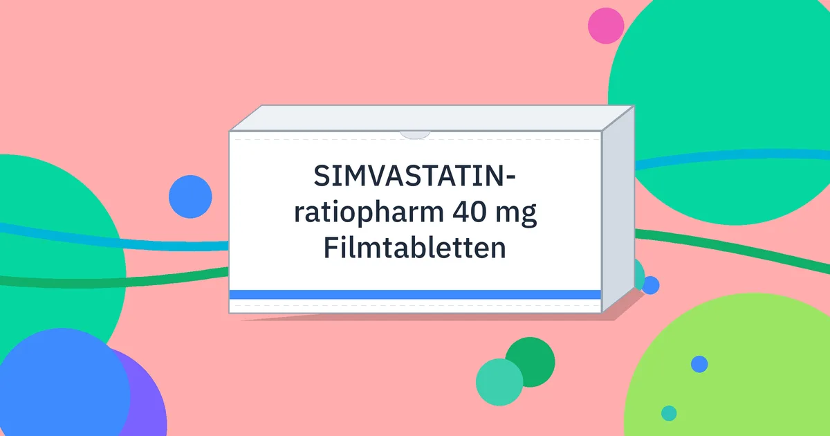 Symbolbild: Packung mit der Aufschrift SIMVASTATIN-ratiopharm 40 mg Filmtabletten (PZN 03459093) – Verfügbarkeit und Bezug in Apotheken in Frankfurt am Main