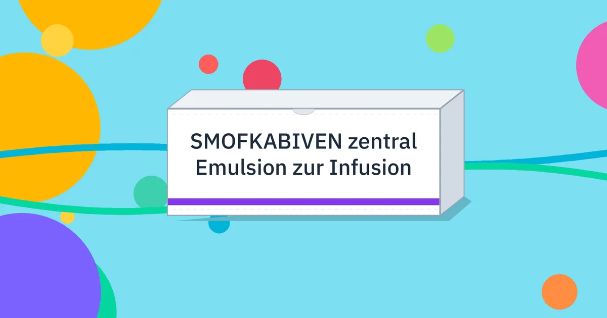 Symbolbild: Packung mit der Aufschrift SMOFKABIVEN zentral Emulsion zur Infusion (PZN 15415681) – Verfügbarkeit und Bezug in Apotheken in Frankfurt am Main
