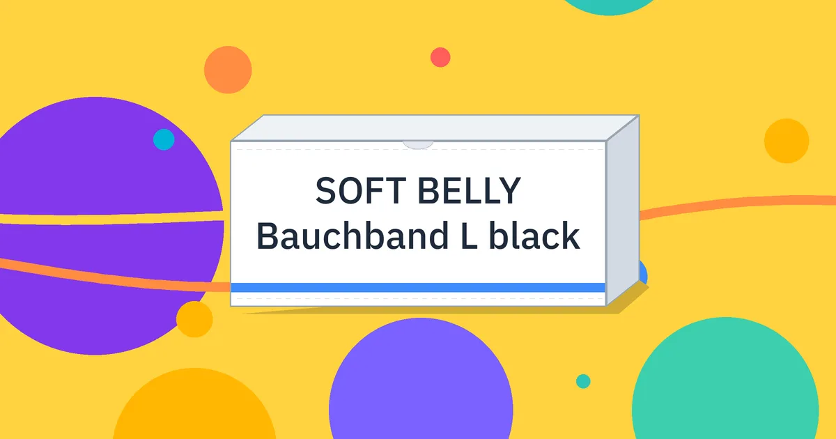 Symbolbild: Packung mit der Aufschrift SOFT BELLY Bauchband L black (PZN 18496958) – Verfügbarkeit und Bezug in Apotheken in Frankfurt am Main