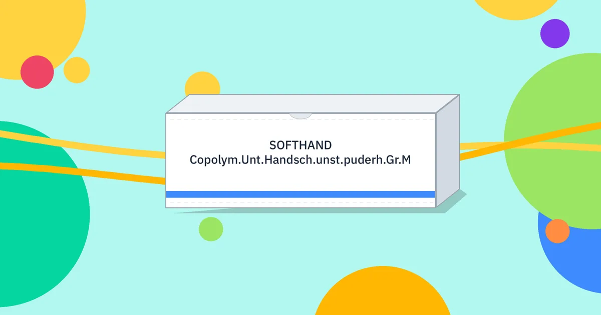 Symbolbild: Packung mit der Aufschrift SOFTHAND Copolym.Unt.Handsch.unst.puderh.Gr.M (PZN 00368562) – Verfügbarkeit und Bezug in Apotheken in Frankfurt am Main