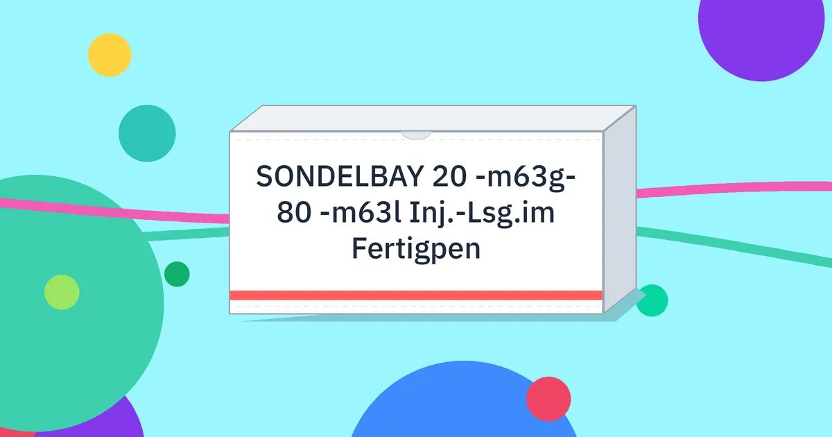 Symbolbild: Packung mit der Aufschrift SONDELBAY 20 -m63g-80 -m63l Inj.-Lsg.im Fertigpen (PZN 19657671) – Verfügbarkeit und Bezug in Apotheken in Frankfurt am Main