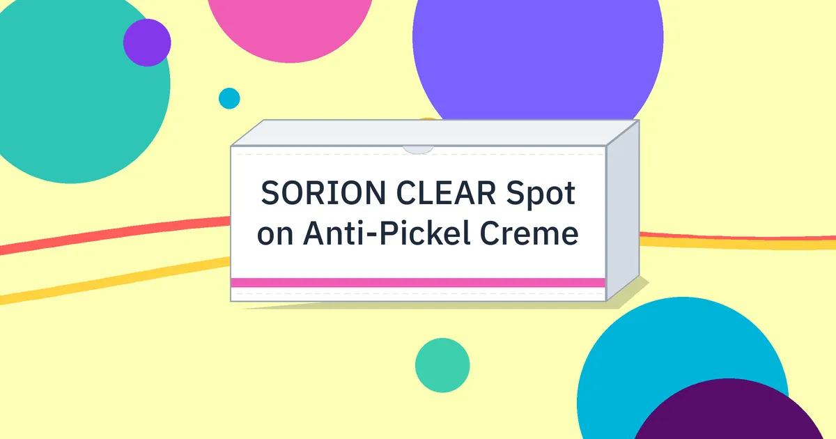 Symbolbild: Packung mit der Aufschrift SORION CLEAR Spot on Anti-Pickel Creme (PZN 18112403) – Verfügbarkeit und Bezug in Apotheken in Frankfurt am Main