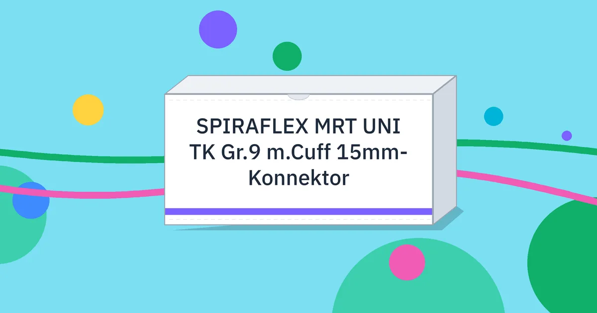 Symbolbild: Packung mit der Aufschrift SPIRAFLEX MRT UNI TK Gr.9 m.Cuff 15mm-Konnektor (PZN 12410795) – Verfügbarkeit und Bezug in Apotheken in Frankfurt am Main