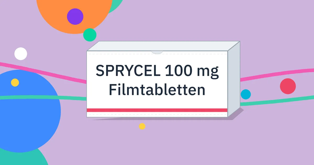Symbolbild: Packung mit der Aufschrift SPRYCEL 100 mg Filmtabletten (PZN 07753719) – Verfügbarkeit und Bezug in Apotheken in Frankfurt am Main