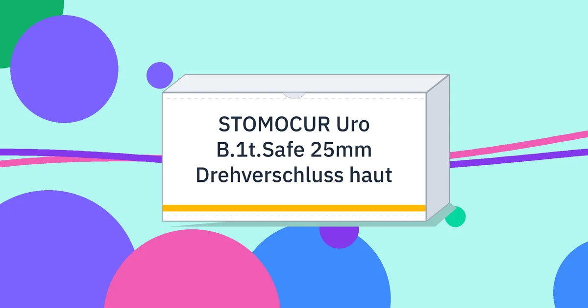 Symbolbild: Packung mit der Aufschrift STOMOCUR Uro B.1t.Safe 25mm Drehverschluss haut (PZN 17552821) – Verfügbarkeit und Bezug in Apotheken in Frankfurt am Main