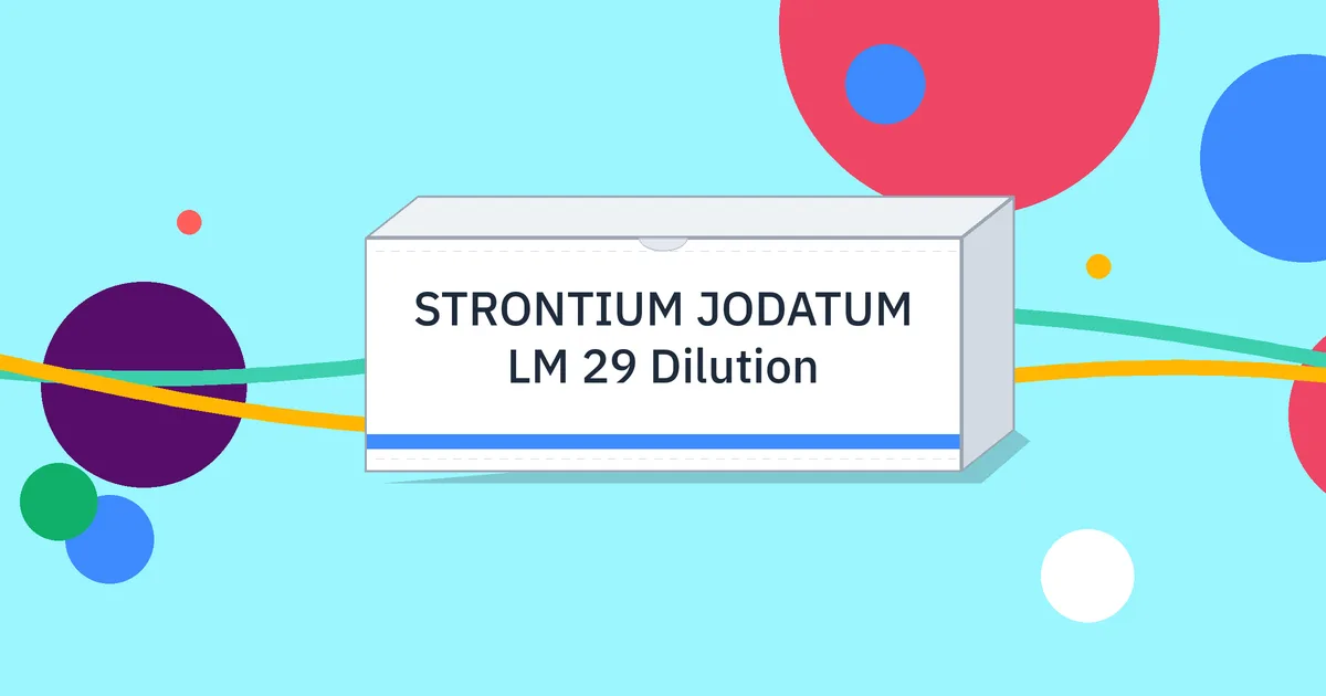 Symbolbild: Packung mit der Aufschrift STRONTIUM JODATUM LM 29 Dilution (PZN 13204164) – Verfügbarkeit und Bezug in Apotheken in Frankfurt am Main