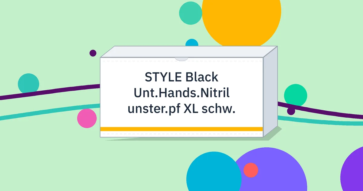 Symbolbild: Packung mit der Aufschrift STYLE Black Unt.Hands.Nitril unster.pf XL schw. (PZN 14819488) – Verfügbarkeit und Bezug in Apotheken in Frankfurt am Main