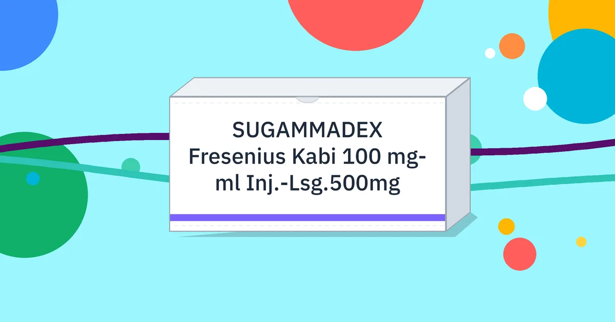 Symbolbild: Packung mit der Aufschrift SUGAMMADEX Fresenius Kabi 100 mg-ml Inj.-Lsg.500mg (PZN 18330749) – Verfügbarkeit und Bezug in Apotheken in Frankfurt am Main