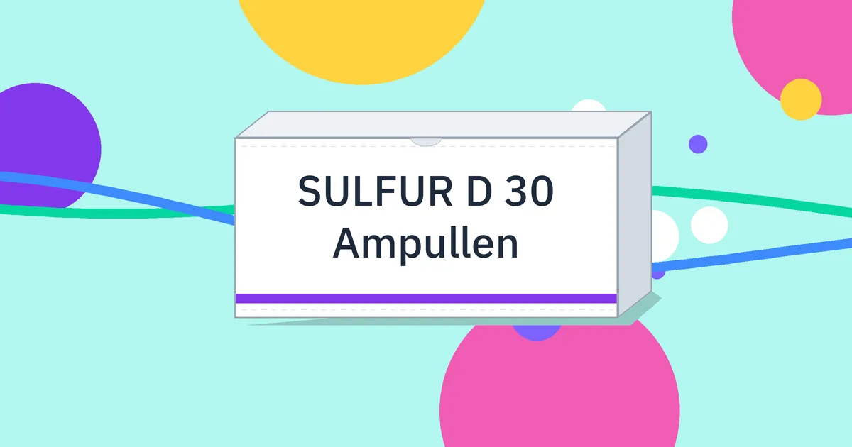 Symbolbild: Packung mit der Aufschrift SULFUR D 30 Ampullen (PZN 11708529) – Verfügbarkeit und Bezug in Apotheken in Frankfurt am Main
