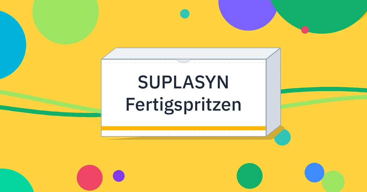 Symbolbild: Packung mit der Aufschrift SUPLASYN Fertigspritzen (PZN 02879166) – Verfügbarkeit und Bezug in Apotheken in Frankfurt am Main