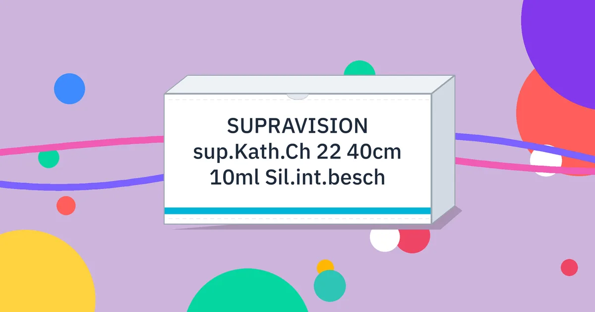 Symbolbild: Packung mit der Aufschrift SUPRAVISION sup.Kath.Ch 22 40cm 10ml Sil.int.besch (PZN 16500035) – Verfügbarkeit und Bezug in Apotheken in Frankfurt am Main