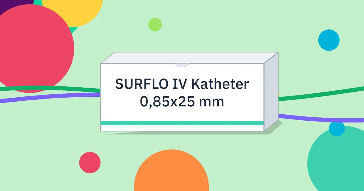 Symbolbild: Packung mit der Aufschrift SURFLO IV Katheter 0,85x25 mm (PZN 03958896) – Verfügbarkeit und Bezug in Apotheken in Frankfurt am Main