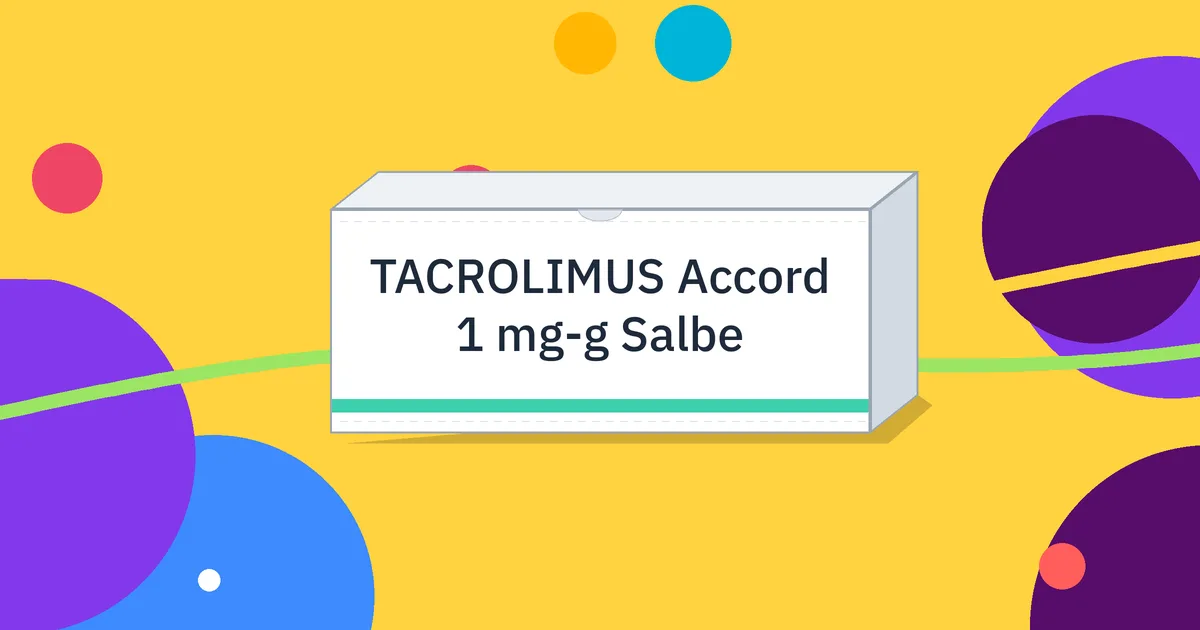 Symbolbild: Packung mit der Aufschrift TACROLIMUS Accord 1 mg-g Salbe (PZN 20316923) – Verfügbarkeit und Bezug in Apotheken in Frankfurt am Main