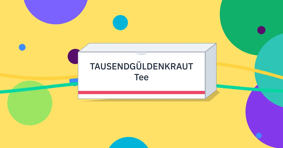 Symbolbild: Packung mit der Aufschrift TAUSENDGÜLDENKRAUT Tee (PZN 10629466) – Verfügbarkeit und Bezug in Apotheken in Frankfurt am Main