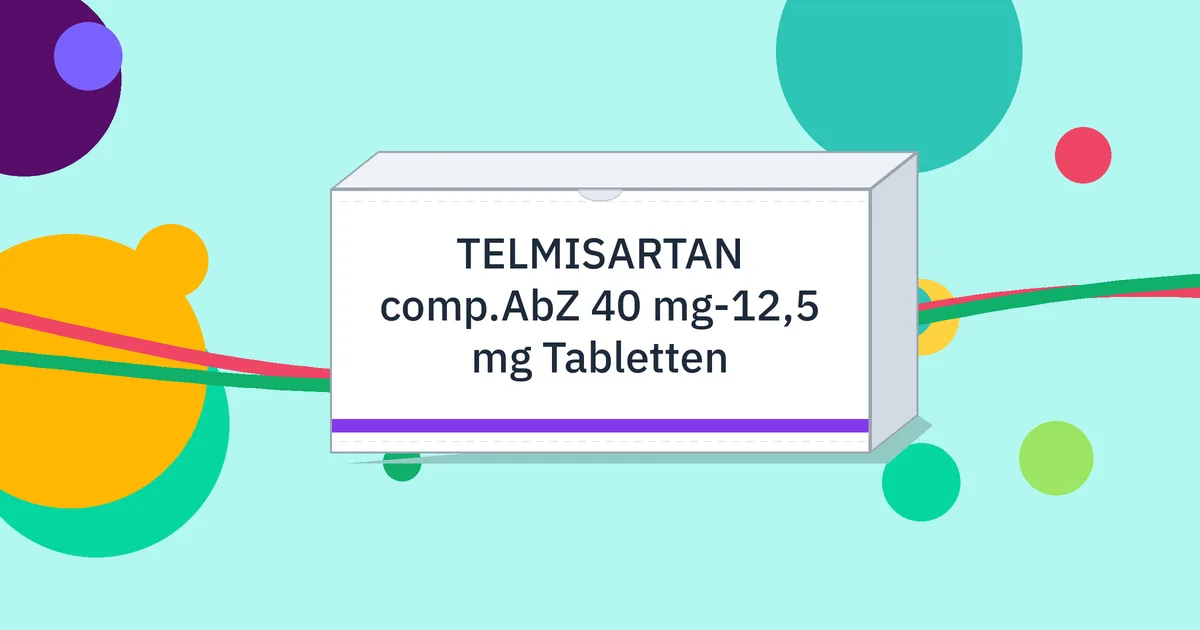 Symbolbild: Packung mit der Aufschrift TELMISARTAN comp.AbZ 40 mg-12,5 mg Tabletten (PZN 10250732) – Verfügbarkeit und Bezug in Apotheken in Frankfurt am Main