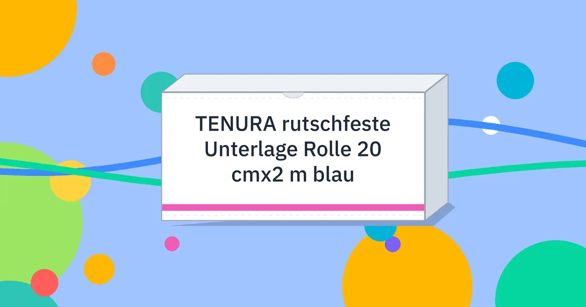 Symbolbild: Packung mit der Aufschrift TENURA rutschfeste Unterlage Rolle 20 cmx2 m blau (PZN 09669615) – Verfügbarkeit und Bezug in Apotheken in Frankfurt am Main