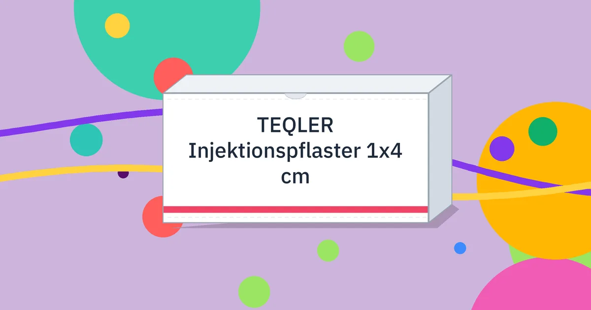 Symbolbild: Packung mit der Aufschrift TEQLER Injektionspflaster 1x4 cm (PZN 17527622) – Verfügbarkeit und Bezug in Apotheken in Frankfurt am Main