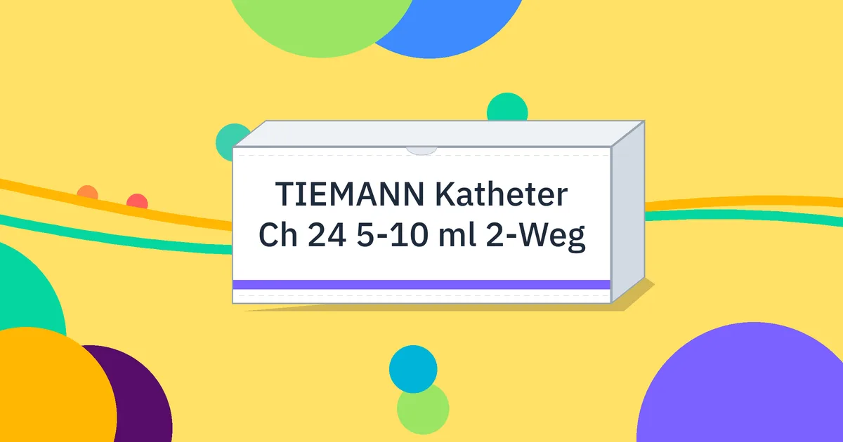 Symbolbild: Packung mit der Aufschrift TIEMANN Katheter Ch 24 5-10 ml 2-Weg (PZN 04366436) – Verfügbarkeit und Bezug in Apotheken in Frankfurt am Main