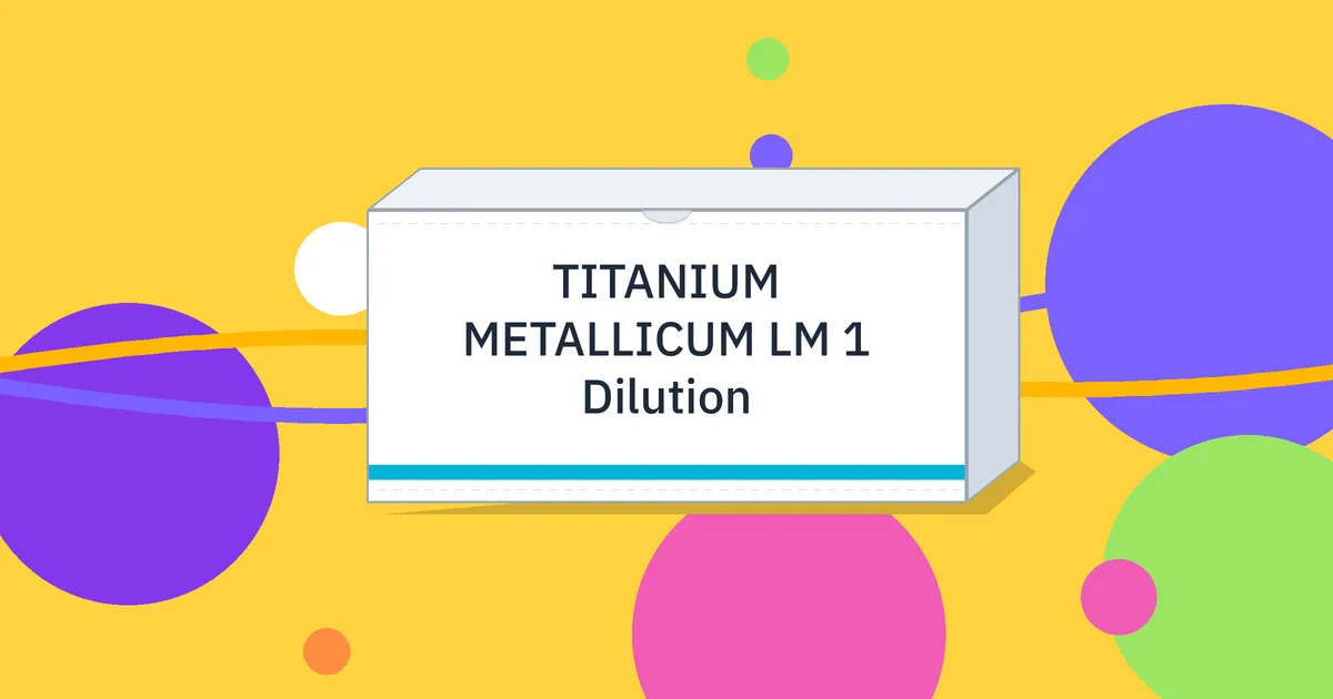 Symbolbild: Packung mit der Aufschrift TITANIUM METALLICUM LM 1 Dilution (PZN 13224215) – Verfügbarkeit und Bezug in Apotheken in Frankfurt am Main