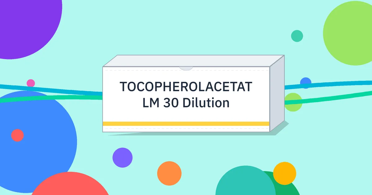 Symbolbild: Packung mit der Aufschrift TOCOPHEROLACETAT LM 30 Dilution (PZN 13225019) – Verfügbarkeit und Bezug in Apotheken in Frankfurt am Main