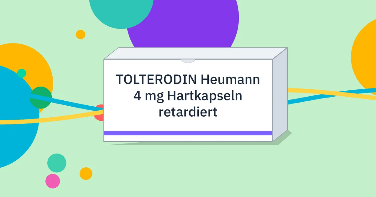 Symbolbild: Packung mit der Aufschrift TOLTERODIN Heumann 4 mg Hartkapseln retardiert (PZN 15269475) – Verfügbarkeit und Bezug in Apotheken in Frankfurt am Main