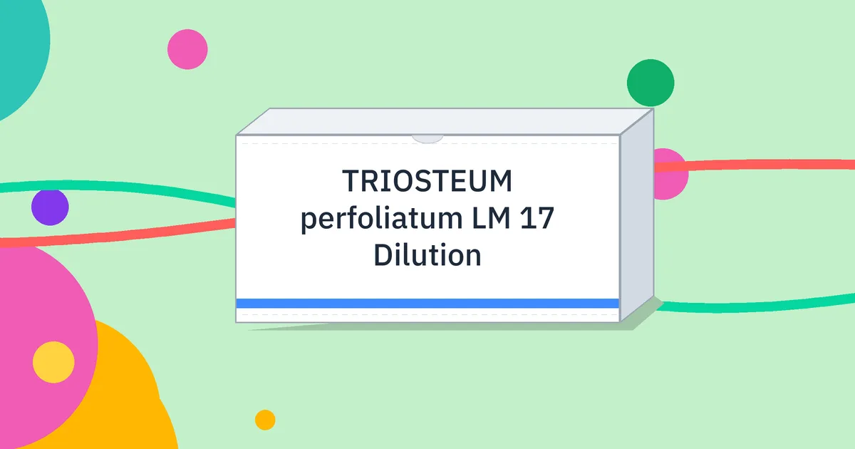 Symbolbild: Packung mit der Aufschrift TRIOSTEUM perfoliatum LM 17 Dilution (PZN 13227633) – Verfügbarkeit und Bezug in Apotheken in Frankfurt am Main