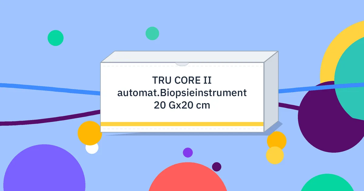 Symbolbild: Packung mit der Aufschrift TRU CORE II automat.Biopsieinstrument 20 Gx20 cm (PZN 06770489) – Verfügbarkeit und Bezug in Apotheken in Frankfurt am Main