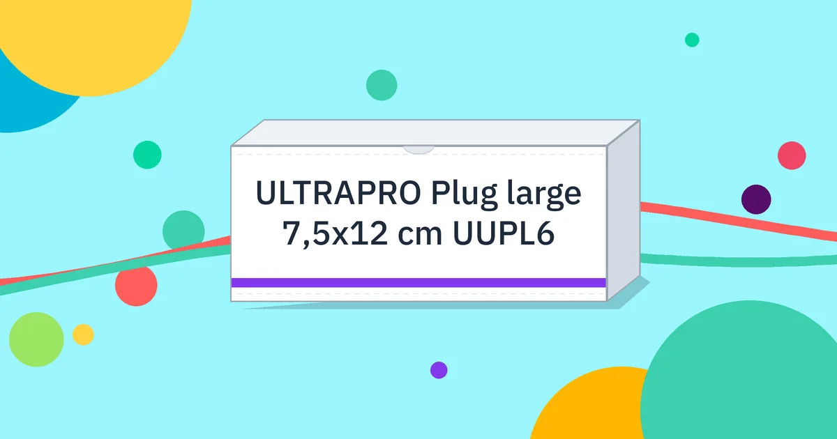 Symbolbild: Packung mit der Aufschrift ULTRAPRO Plug large 7,5x12 cm UUPL6 (PZN 20852343) – Verfügbarkeit und Bezug in Apotheken in Frankfurt am Main