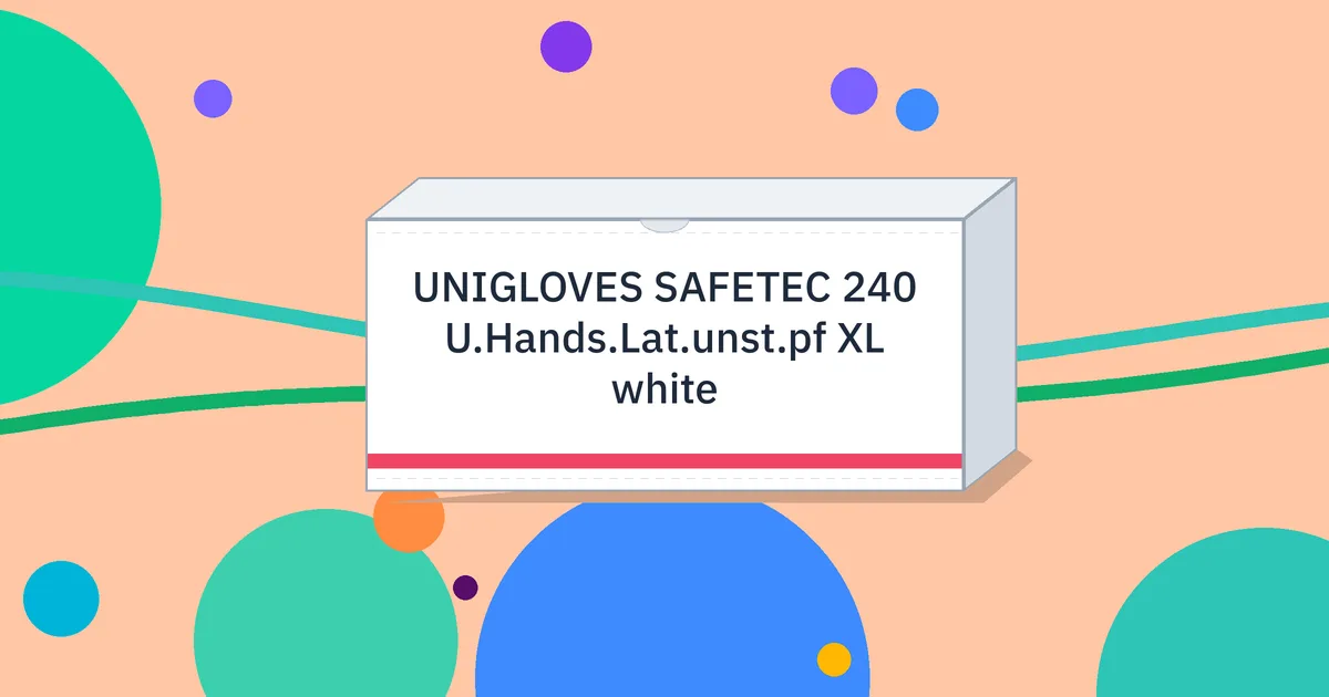 Symbolbild: Packung mit der Aufschrift UNIGLOVES SAFETEC 240 U.Hands.Lat.unst.pf XL white (PZN 18100771) – Verfügbarkeit und Bezug in Apotheken in Frankfurt am Main