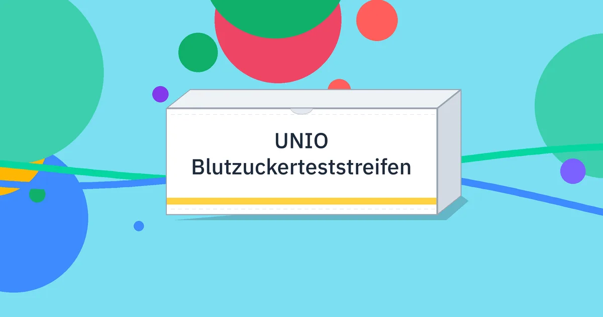Symbolbild: Packung mit der Aufschrift UNIO Blutzuckerteststreifen (PZN 17833129) – Verfügbarkeit und Bezug in Apotheken in Frankfurt am Main