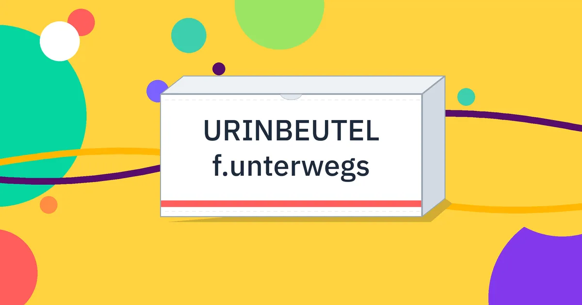Symbolbild: Packung mit der Aufschrift URINBEUTEL f.unterwegs (PZN 06087189) – Verfügbarkeit und Bezug in Apotheken in Frankfurt am Main