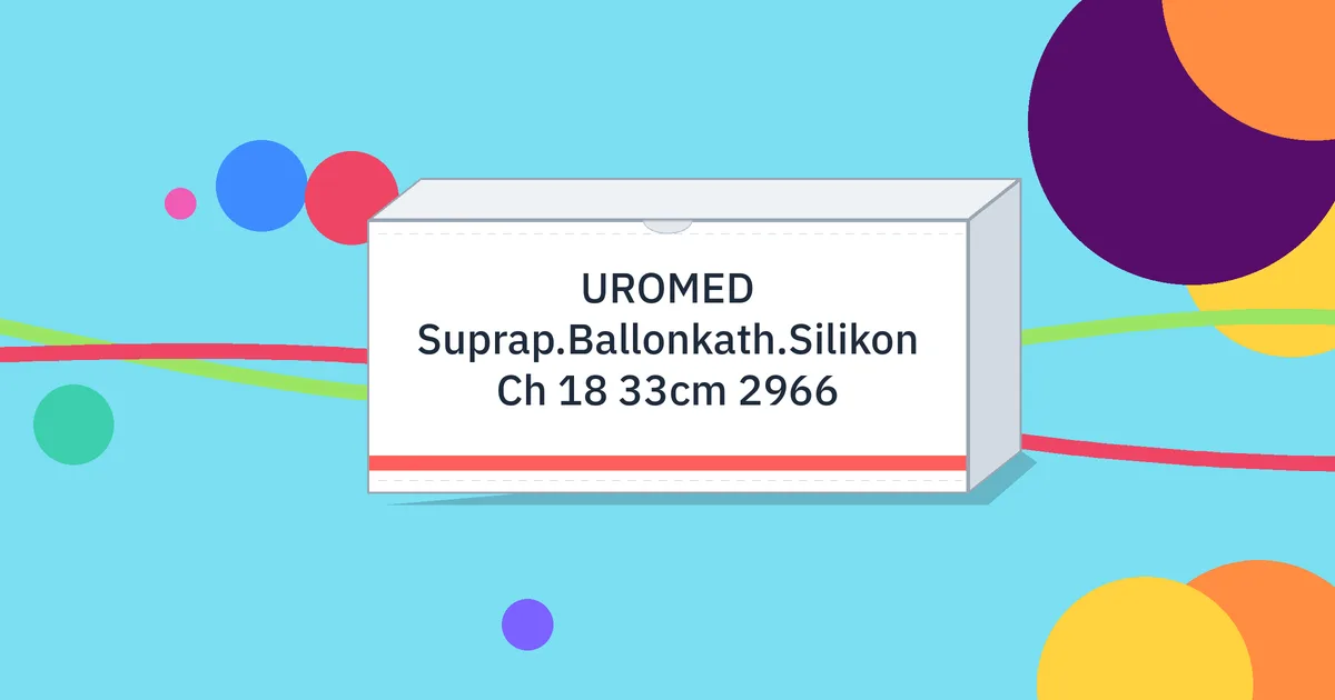 Symbolbild: Packung mit der Aufschrift UROMED Suprap.Ballonkath.Silikon Ch 18 33cm 2966 (PZN 04741986) – Verfügbarkeit und Bezug in Apotheken in Frankfurt am Main