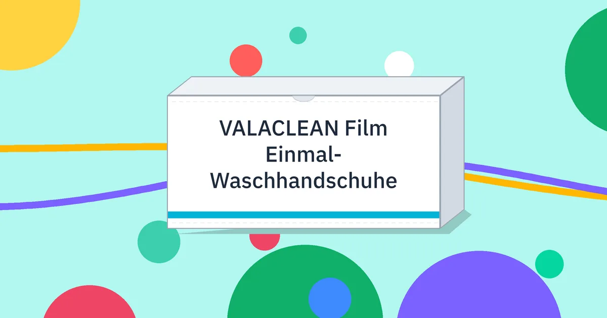 Symbolbild: Packung mit der Aufschrift VALACLEAN Film Einmal-Waschhandschuhe (PZN 03127646) – Verfügbarkeit und Bezug in Apotheken in Frankfurt am Main