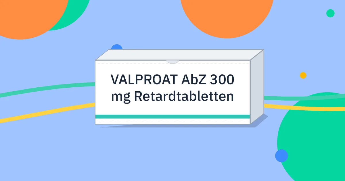 Symbolbild: Packung mit der Aufschrift VALPROAT AbZ 300 mg Retardtabletten (PZN 01048523) – Verfügbarkeit und Bezug in Apotheken in Frankfurt am Main