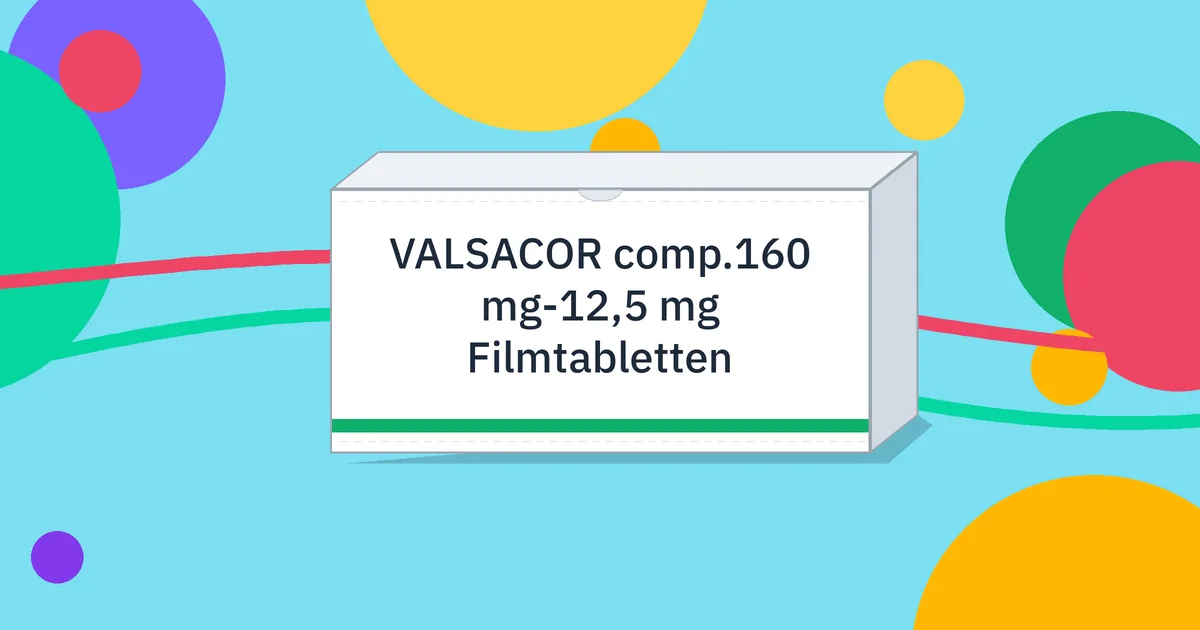 Symbolbild: Packung mit der Aufschrift VALSACOR comp.160 mg-12,5 mg Filmtabletten (PZN 08473353) – Verfügbarkeit und Bezug in Apotheken in Frankfurt am Main